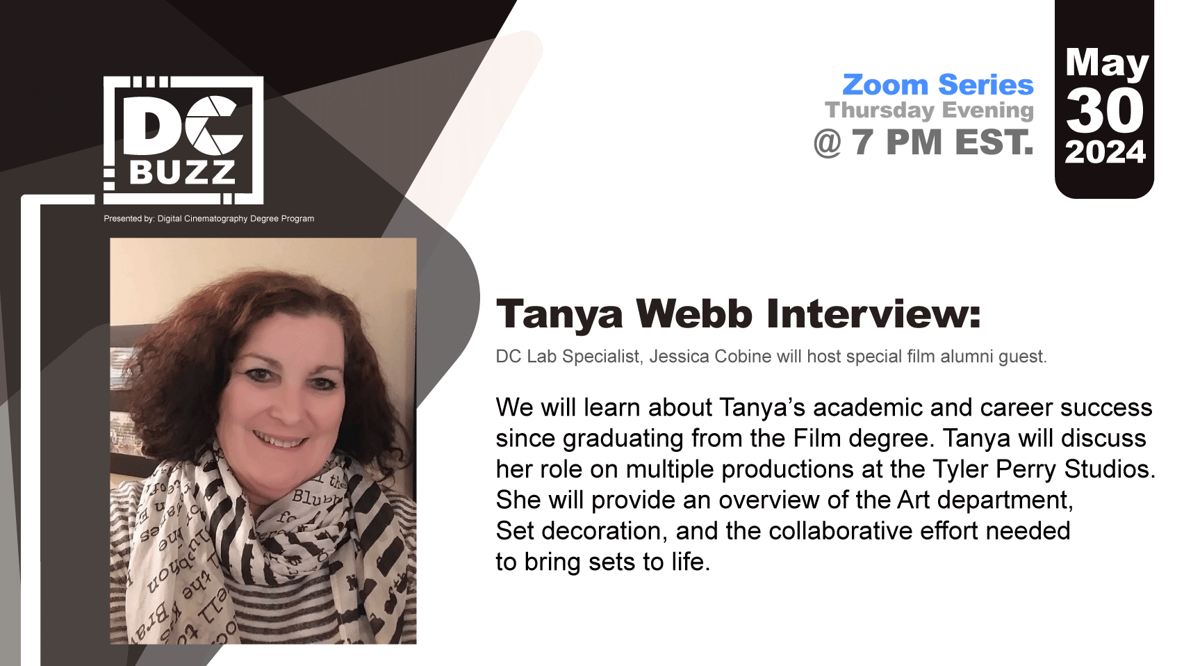 DC Buzz May Zoom Series: Interview Tanya Webb, Art Department – Digital ...